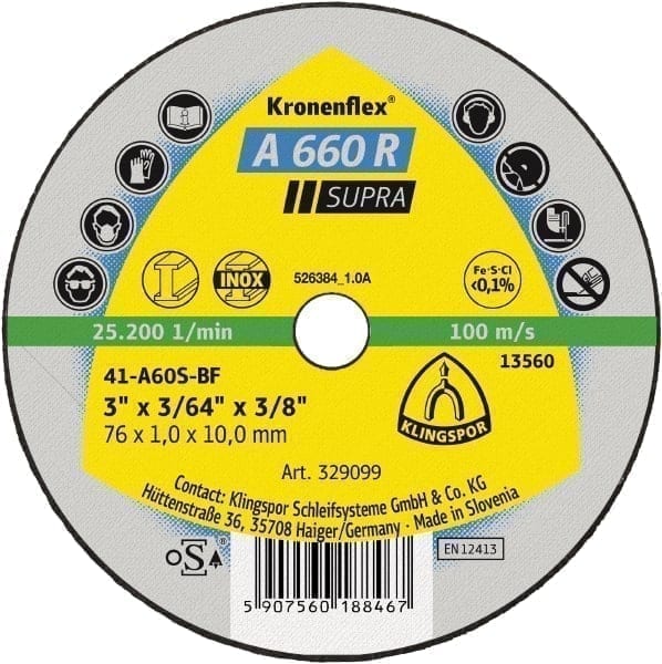 Klingspor Inox Thin A660R Cutting Disc 50-75mm - Seearco